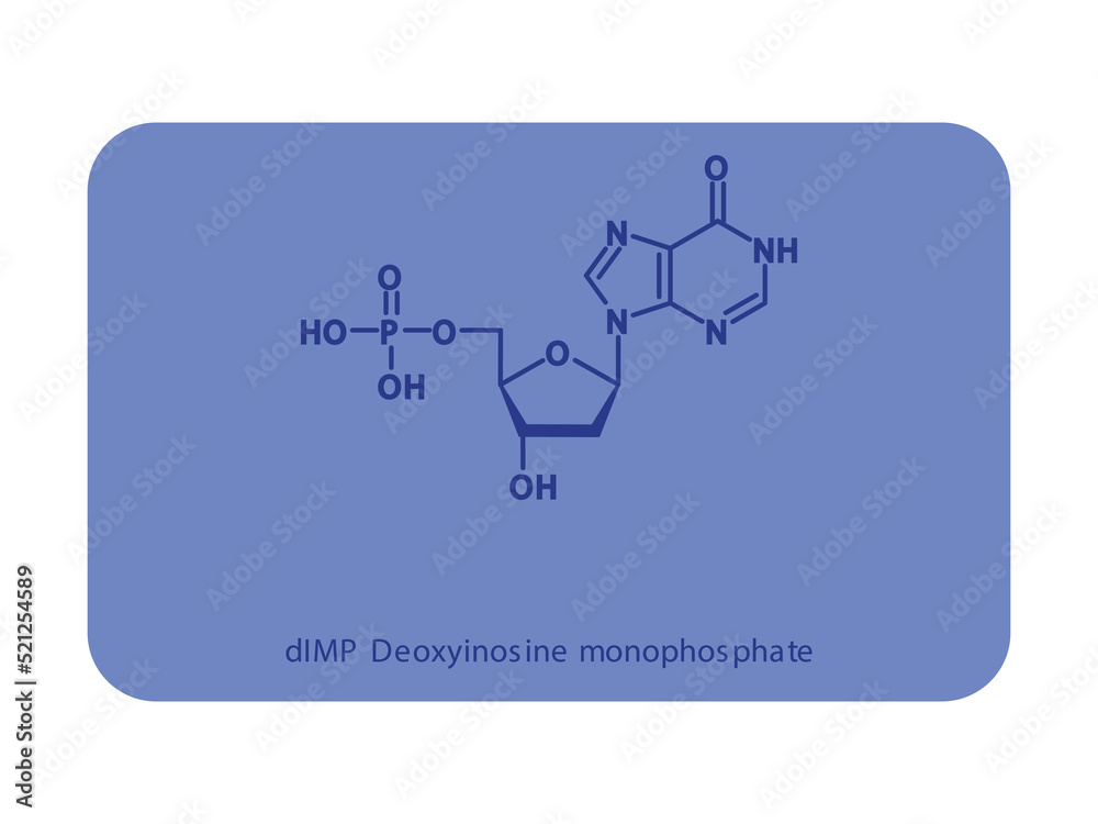 dIMP Deoxyinosine monophosphate Nucleotide molecular structure diagram ...