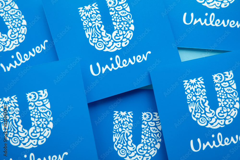 LONDON, UK - August 2022: Unilever company logo. Unilever is a ...