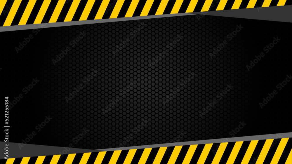 Construction Background with Hexagonal texture Black and yellow warning ...