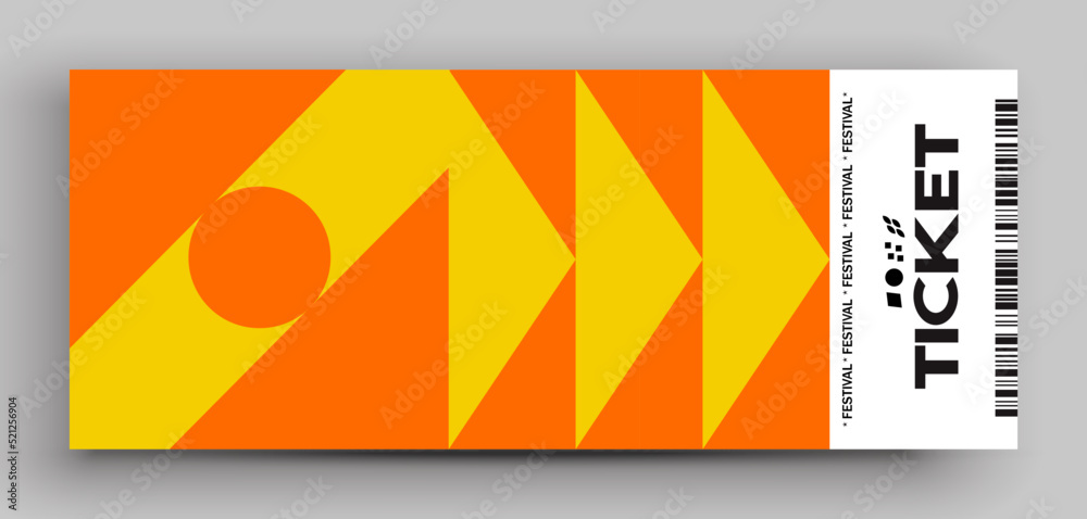 Ticket vector template layout with abstract pattern design graphics ...