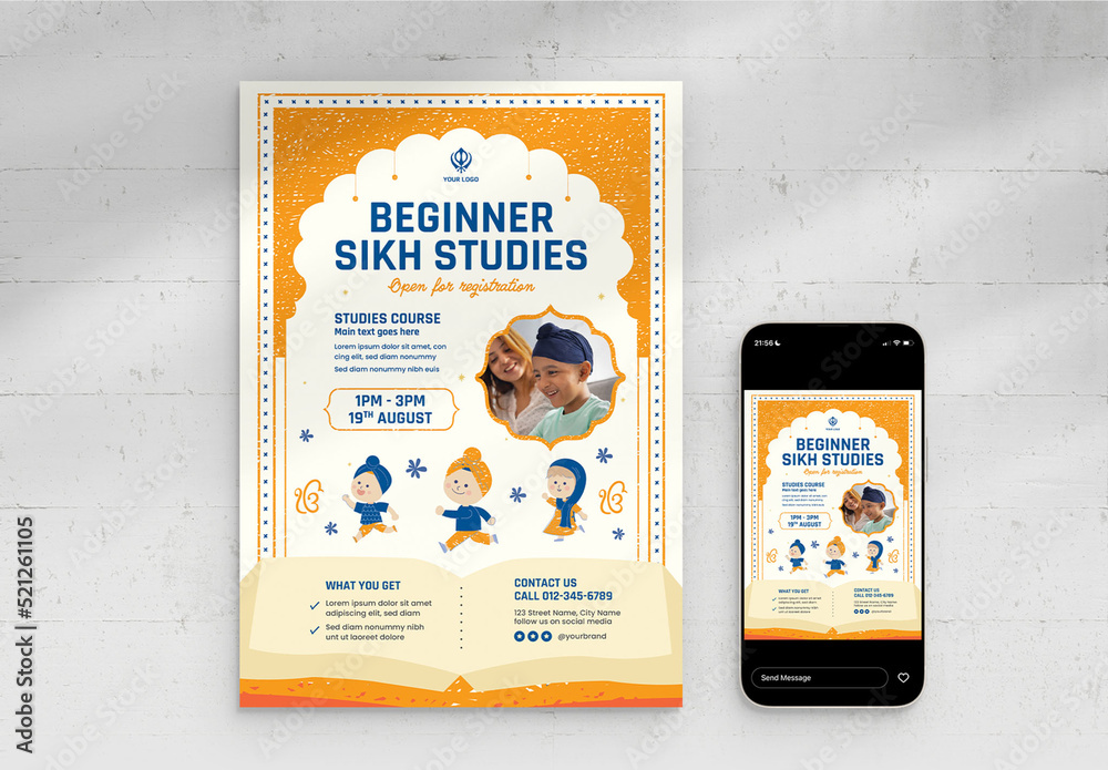 Sikh Studies Gurudwara Vaisakhi Flyer Poster Layout Stock Template ...