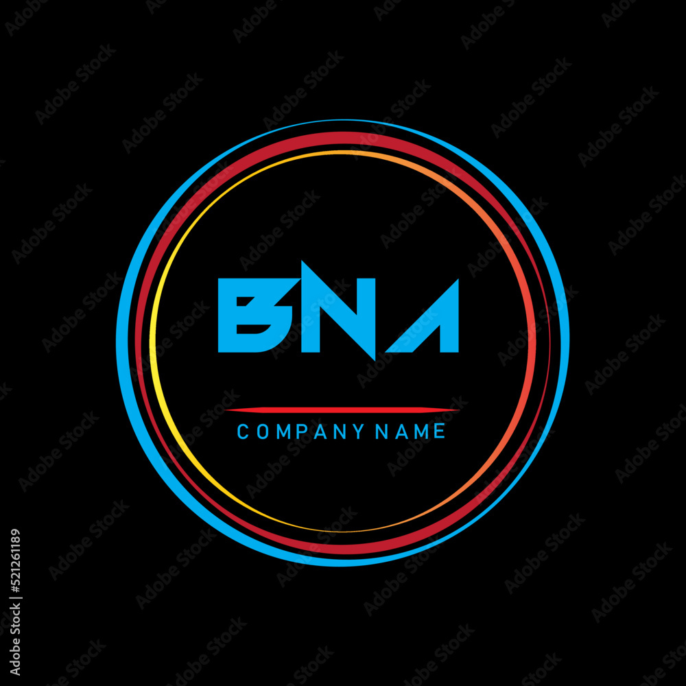 BNA letter logo design ,BNA letter in circle shape ,BNA creative three ...