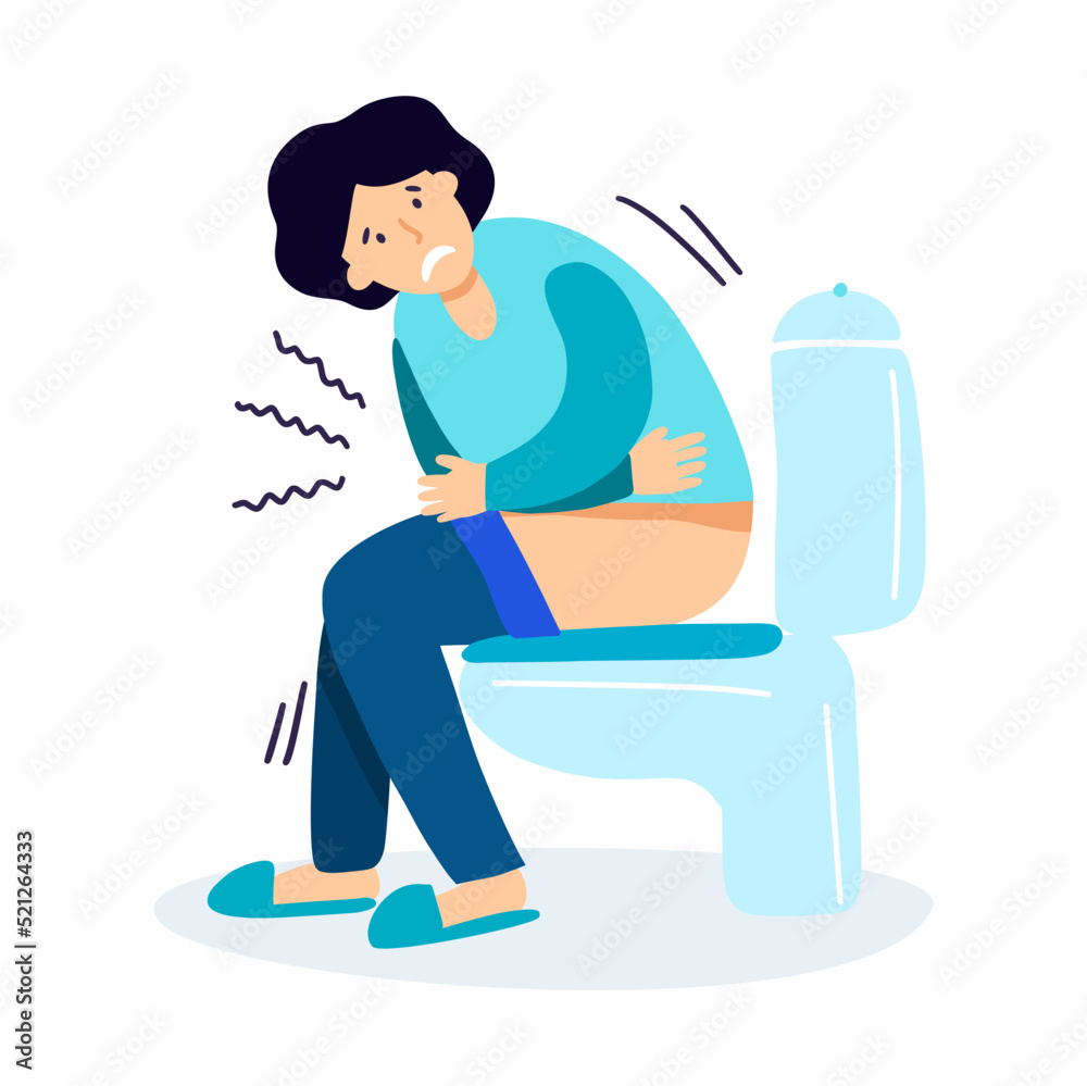 A person sits on the toilet and experiences pain when defecating ...