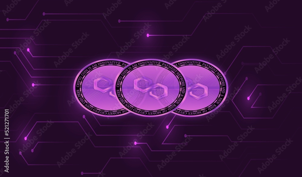 polygon-matic virtual currency images. 3d drawings. editorial image ...