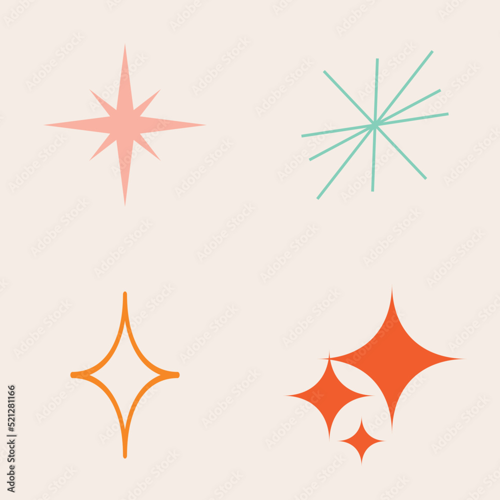 1950s Mid Century Modern Starbursts Stock Vector | Adobe Stock