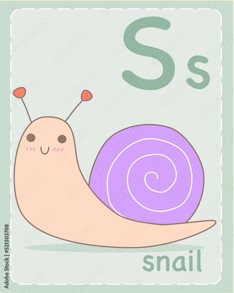 Alphabet flashcards S with pictures Stock Vector | Adobe Stock