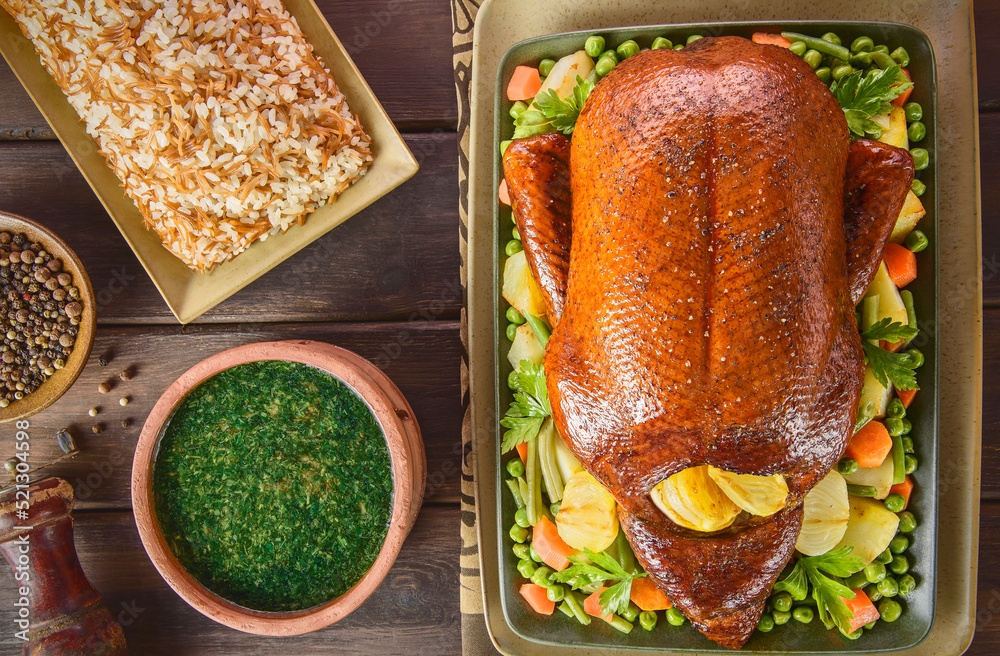 Delicious roast duck with vegetables. It is a great roast duck meal ...
