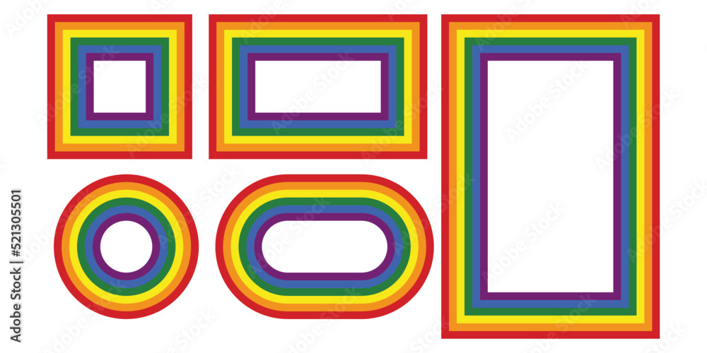 Flag LGBT icons, round and squared frames. Template border, vector ...