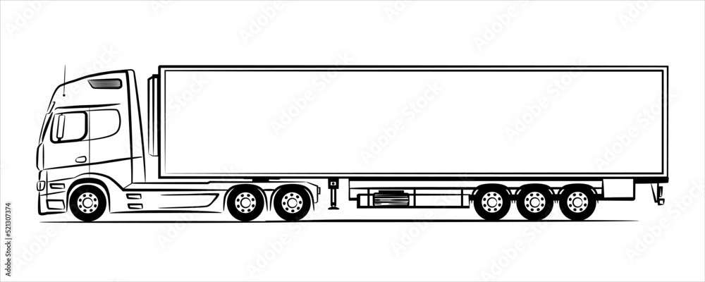 Semi Truck Side View Drawing