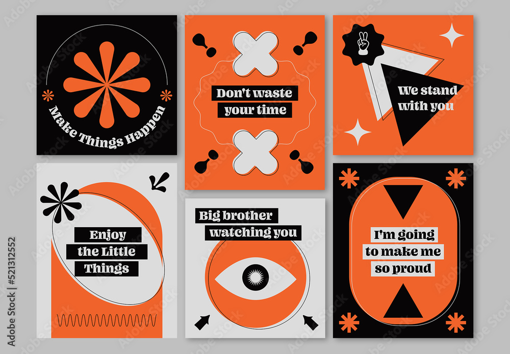 Flat Trendy Social Media Posts Collection Stock Template | Adobe Stock