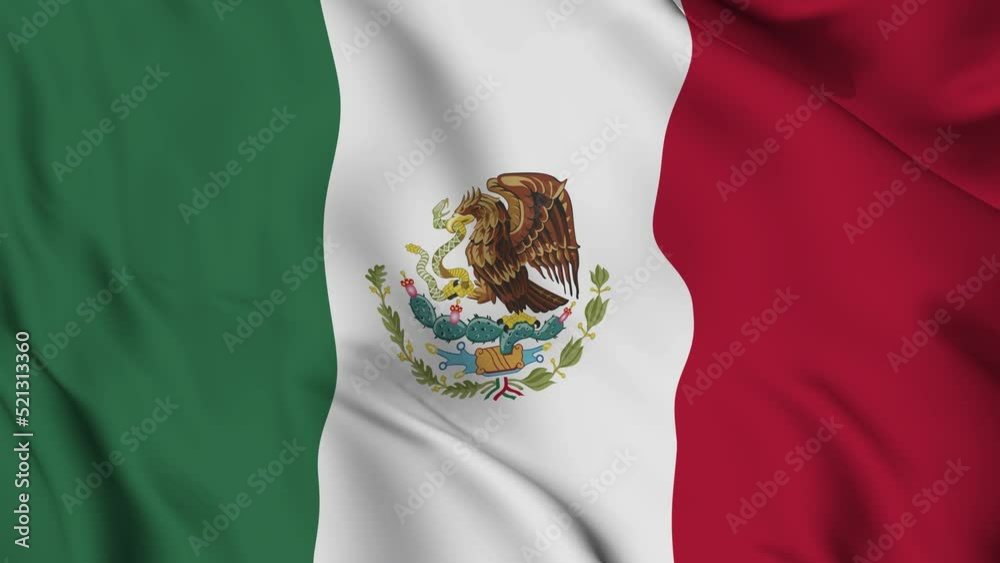 Animation of Mexico flag waving in the wind. Background with flag of ...