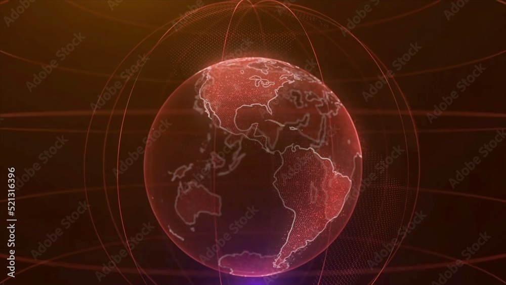 Pixel planet Earth animation. Animation of space with digital exploding ...