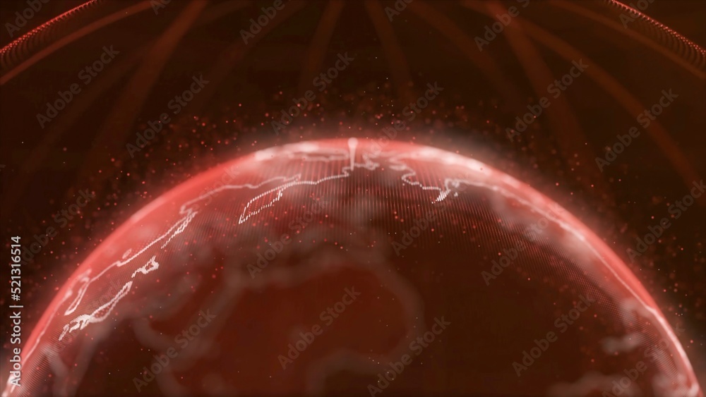 Pixel planet Earth animation. Animation of space with digital exploding ...