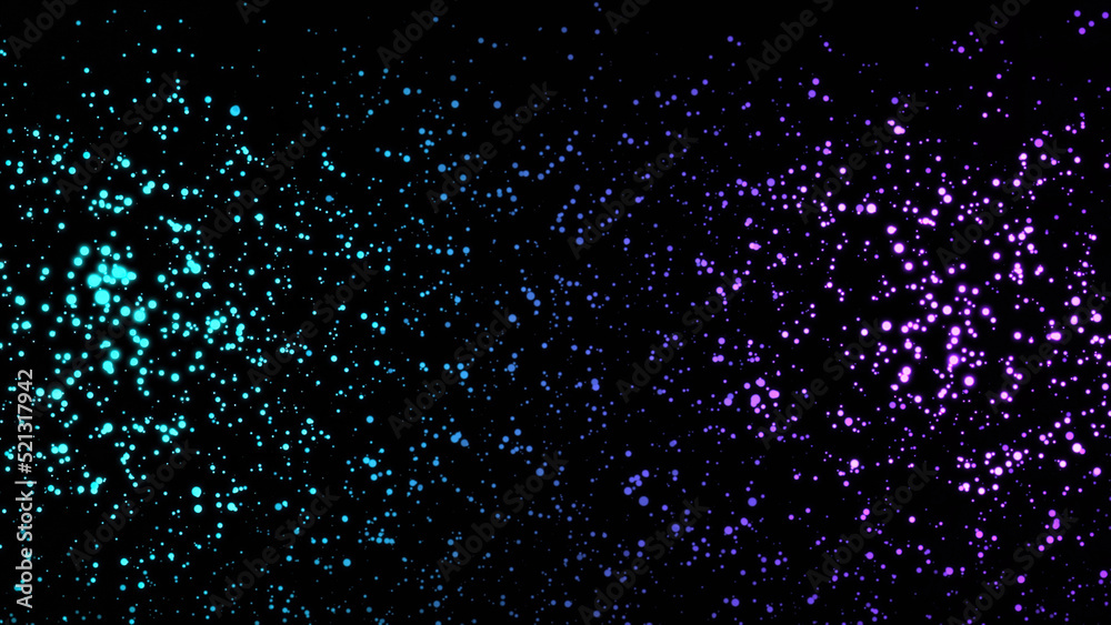 Beautiful abstraction of multicolored particles rotating and floating ...