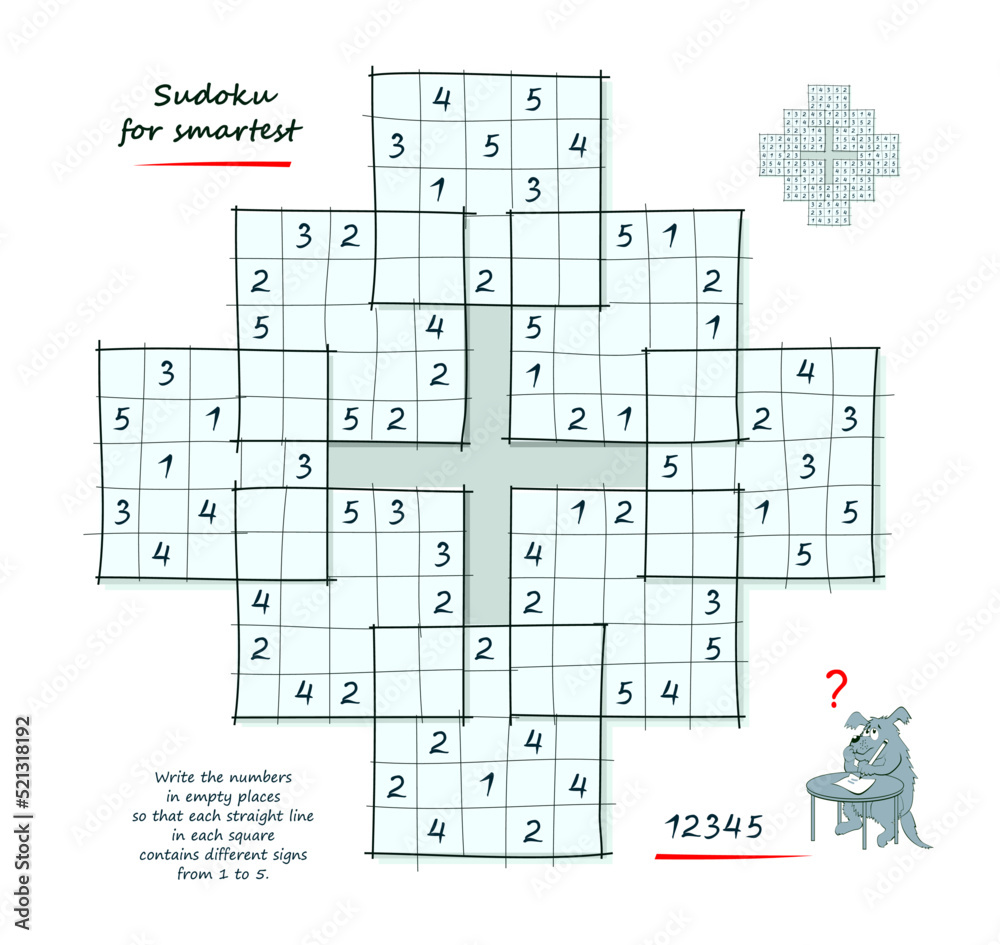 Big size Sudoku for smartest. Logic puzzle game. Write the numbers in ...