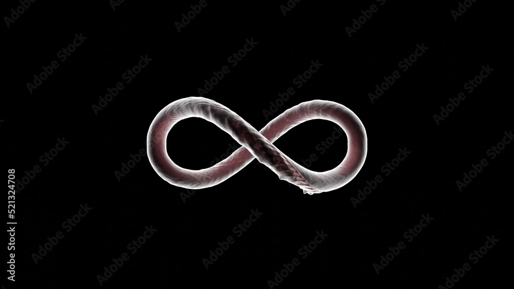 Moving infinity sign on black background. Design. Ribbed edges of 3d ...
