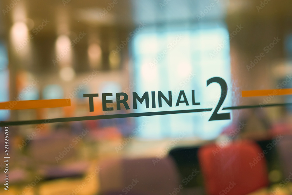 SINGAPORE - CIRCA SEPTEMBER, 2016: close up shot of Terminal 2 at ...