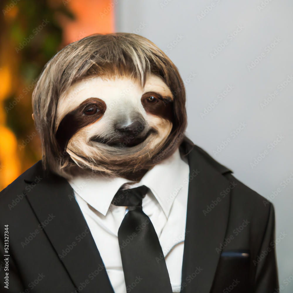 Sloth wearing a suit, smart corporate business Sloth in a suit studio ...