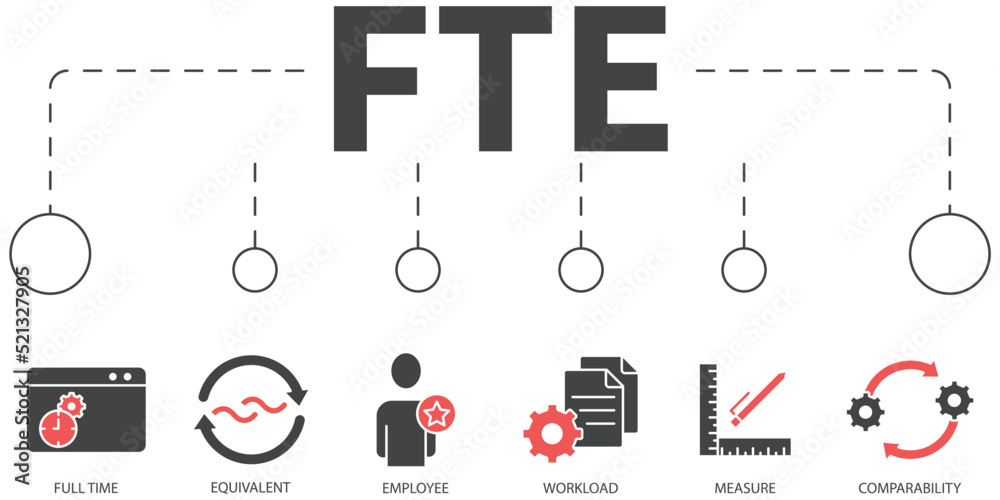 Full-time equivalent Vector Illustration concept. Banner with icons and ...