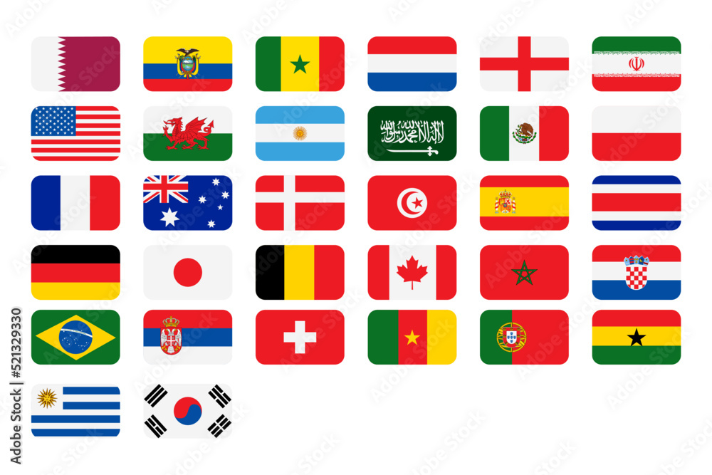 2022 world cup national flag Stock Vector | Adobe Stock