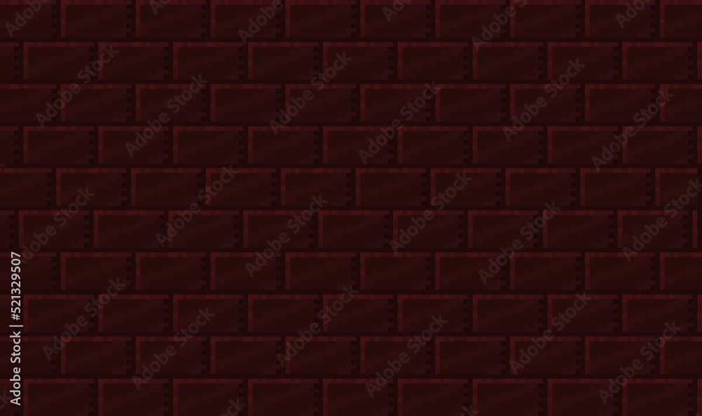 Red dark brickwall seamless background for pixel art style game. 2D ...