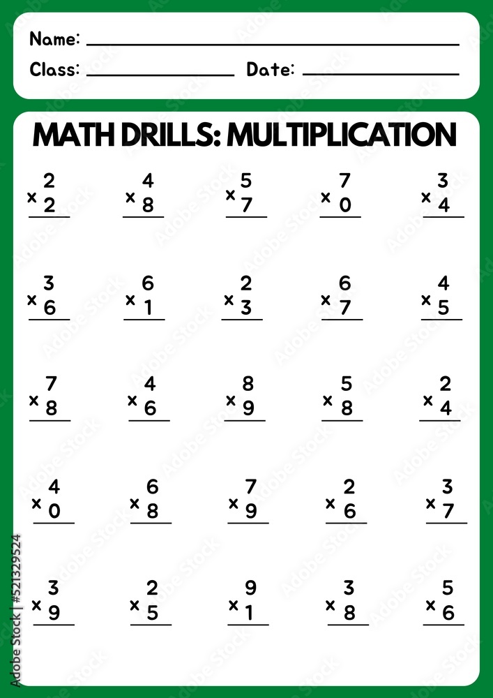 Multiplication Math Workbook for Kids, Printable Worksheet Pages for ...