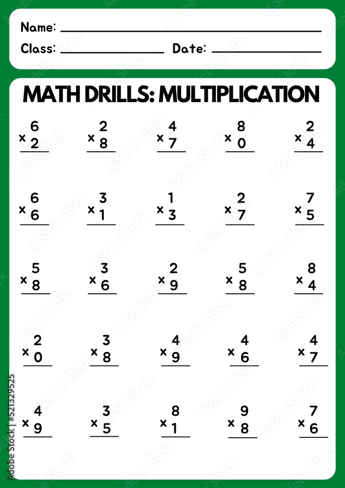 ภาพประกอบสต็อก Multiplication Math Workbook for Kids, Printable ...