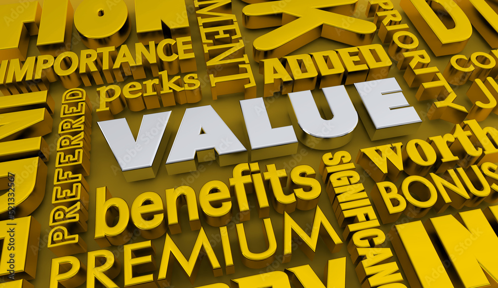 Value Benefits Premium Worth Preferred Product Service 3d Illustration ...
