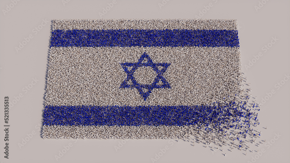 Israeli Flag formed from a Crowd of People. Banner of Israel on White ...