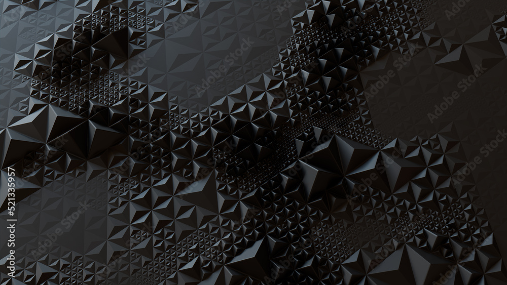 Dark Futuristic Surface with Tetrahedrons. Black, Abstract 3d ...