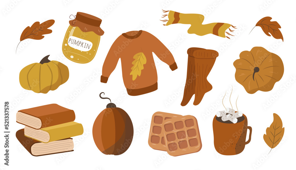 vector illustration in a flat style - a set of isolated items on the ...
