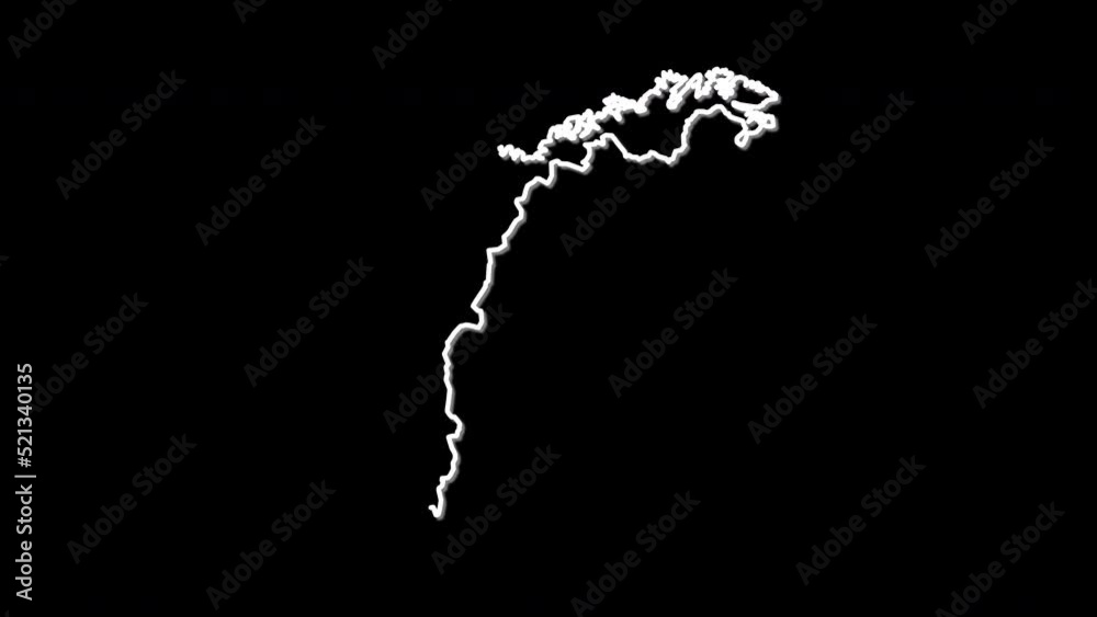 Norway map, country territory outline self drawing animation. Line art ...