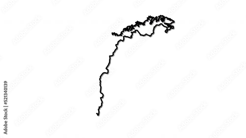 Norway map, country territory outline self drawing animation. Line art ...