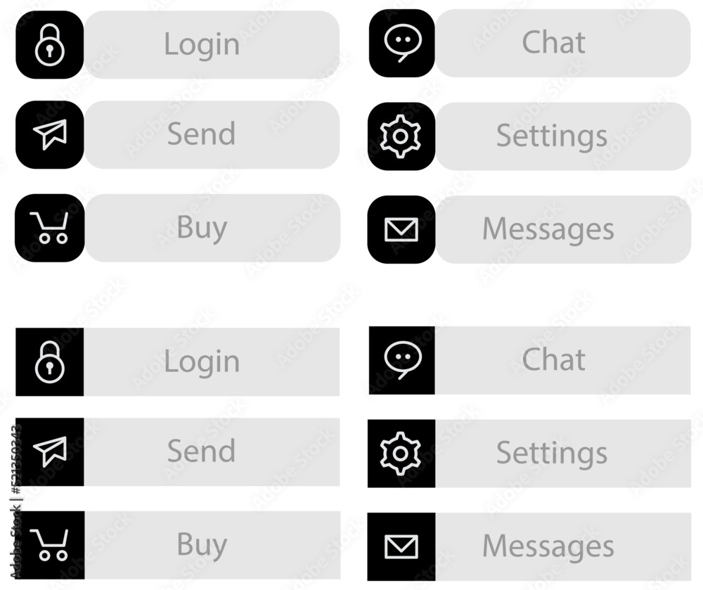 Web icon set Search bar, search box setting chat collection. Vector set ...