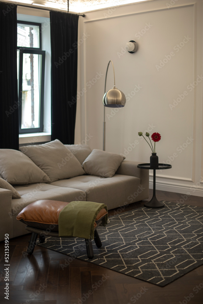 living room with white walls and classic stucco ceiling. mix of classic ...