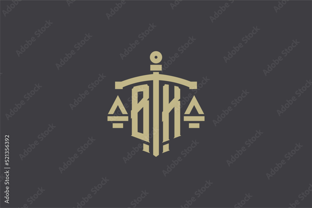 Letter BK logo for law office and attorney with creative scale and ...