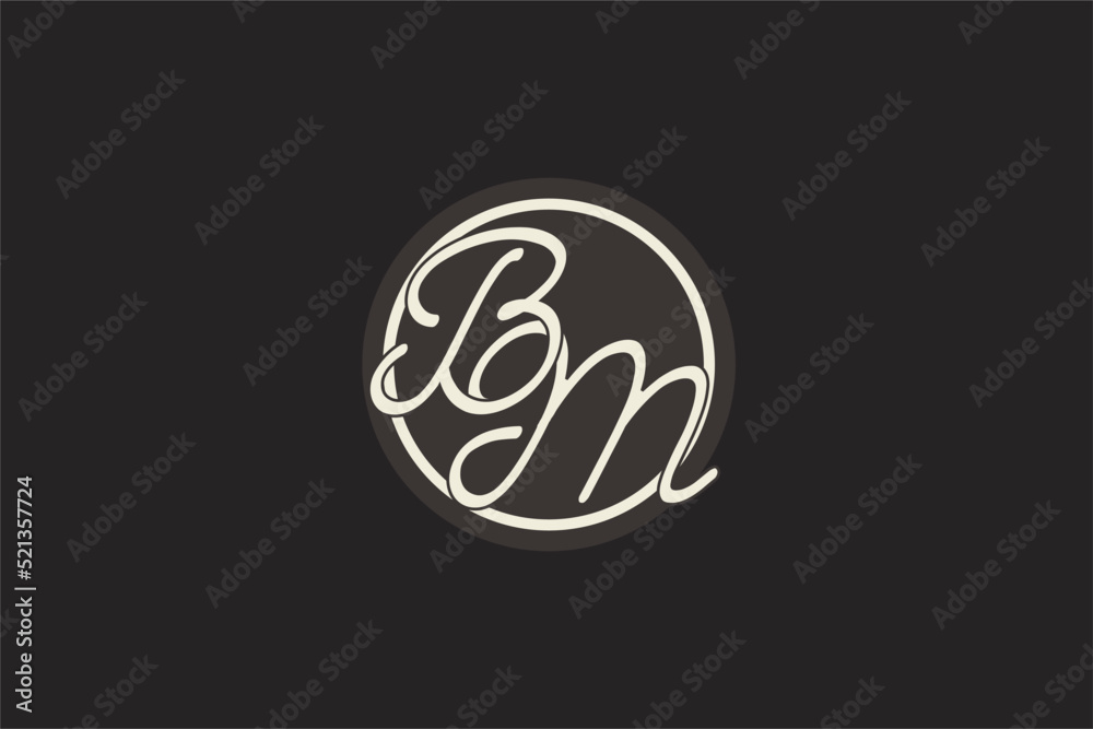 Initial letter BM monogram logo with simple and creative cirle line ...