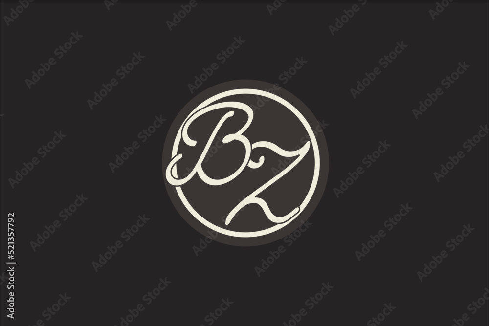 Initial letter BZ monogram logo with simple and creative cirle line ...
