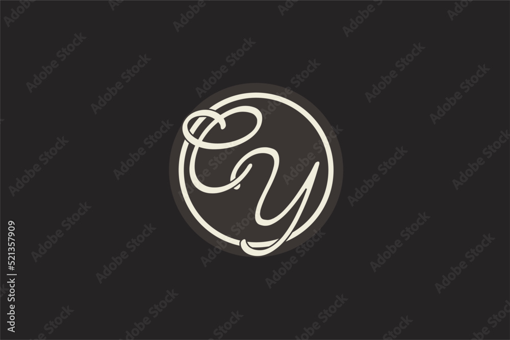 Initial letter CY monogram logo with simple and creative cirle line ...
