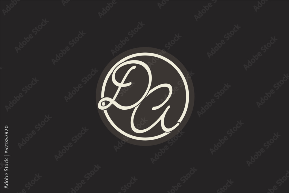 Initial letter DA monogram logo with simple and creative cirle line ...