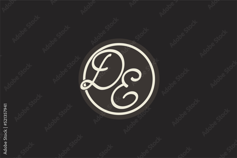 Initial letter DE monogram logo with simple and creative cirle line ...
