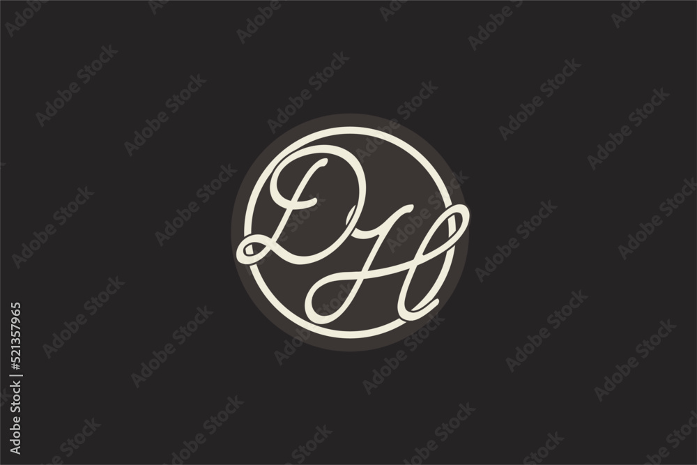 Initial letter DH monogram logo with simple and creative cirle line ...