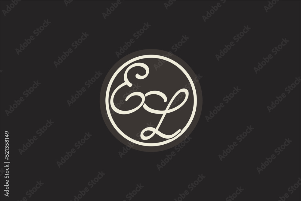 Initial letter EL monogram logo with simple and creative cirle line ...