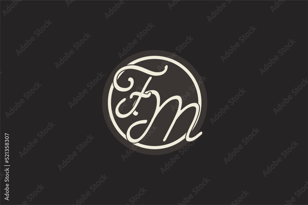 Initial letter FM monogram logo with simple and creative cirle line ...