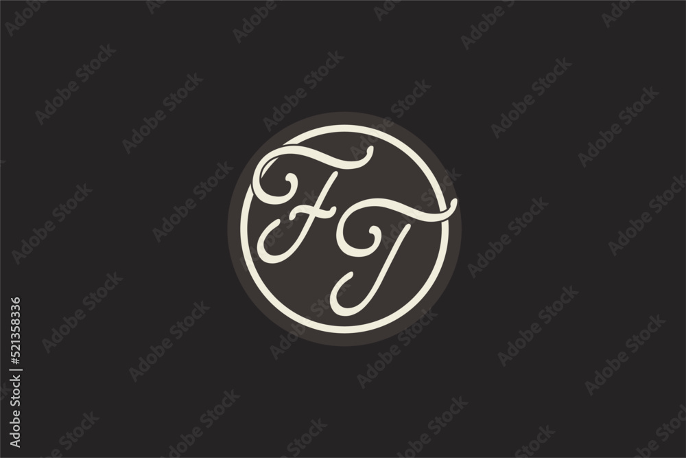 Initial letter FT monogram logo with simple and creative cirle line ...