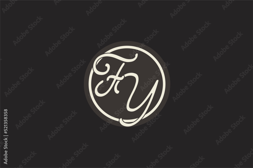 Initial letter FY monogram logo with simple and creative cirle line ...