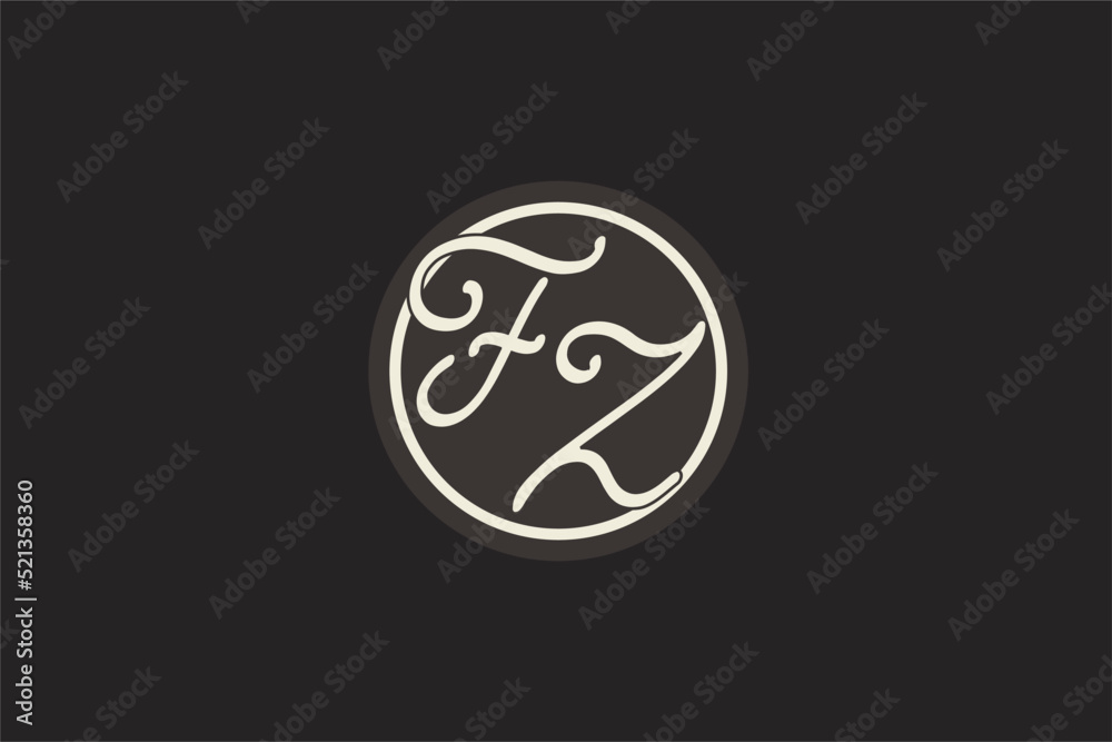 Initial letter FZ monogram logo with simple and creative cirle line ...