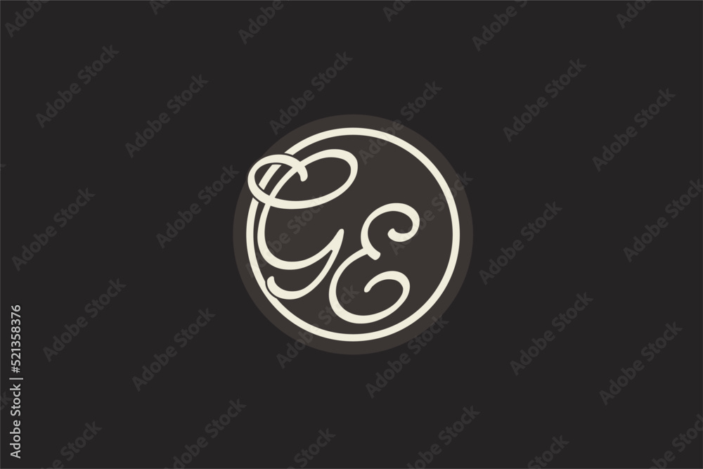 Initial letter GE monogram logo with simple and creative cirle line ...