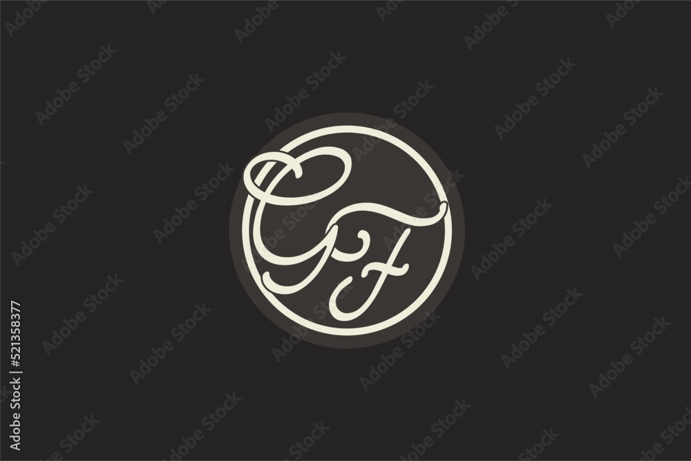 Initial letter GF monogram logo with simple and creative cirle line ...