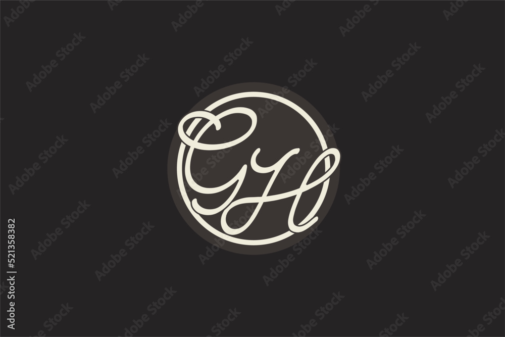 Initial letter GH monogram logo with simple and creative cirle line ...